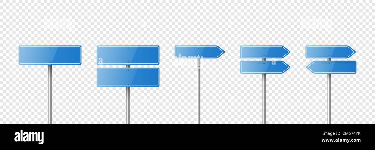 Vector Blue Glossy Warning, Danger Stop Sign Frame Icon Set Isolated ...