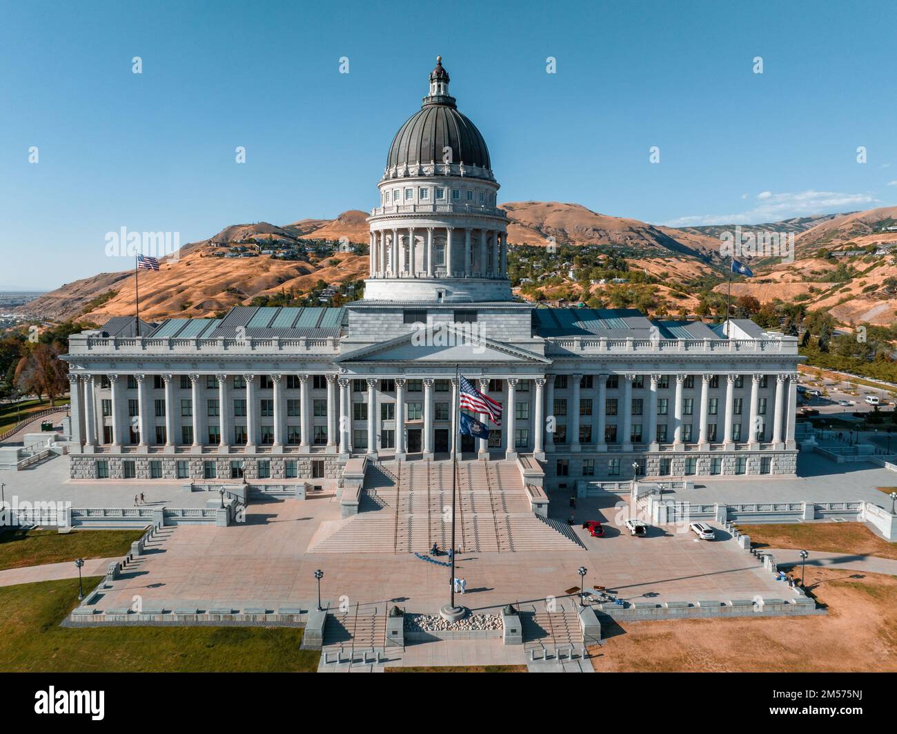 Aerial panoramic view of the Salt Lake City Capitol Building Stock ...