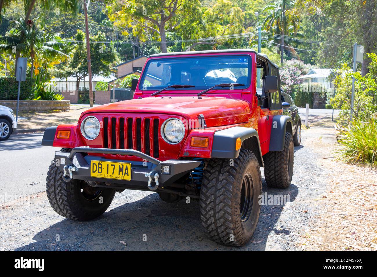 2000 model red Jeep Wrangler 4x4 parked in a side street in Palm Beach ...