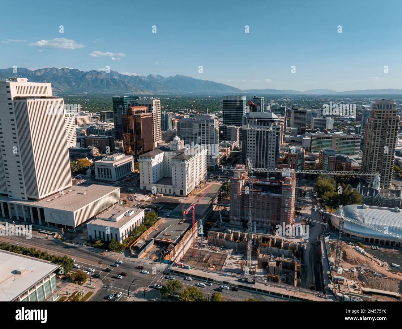 Aerial view salt lake temple hi-res stock photography and images - Alamy