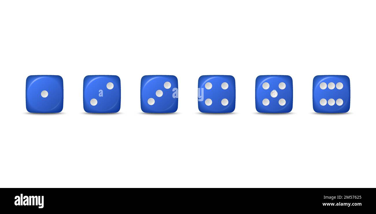 Vector 3d Realistic Blue Game Dice Icon Set Closeup Isolated. Game ...
