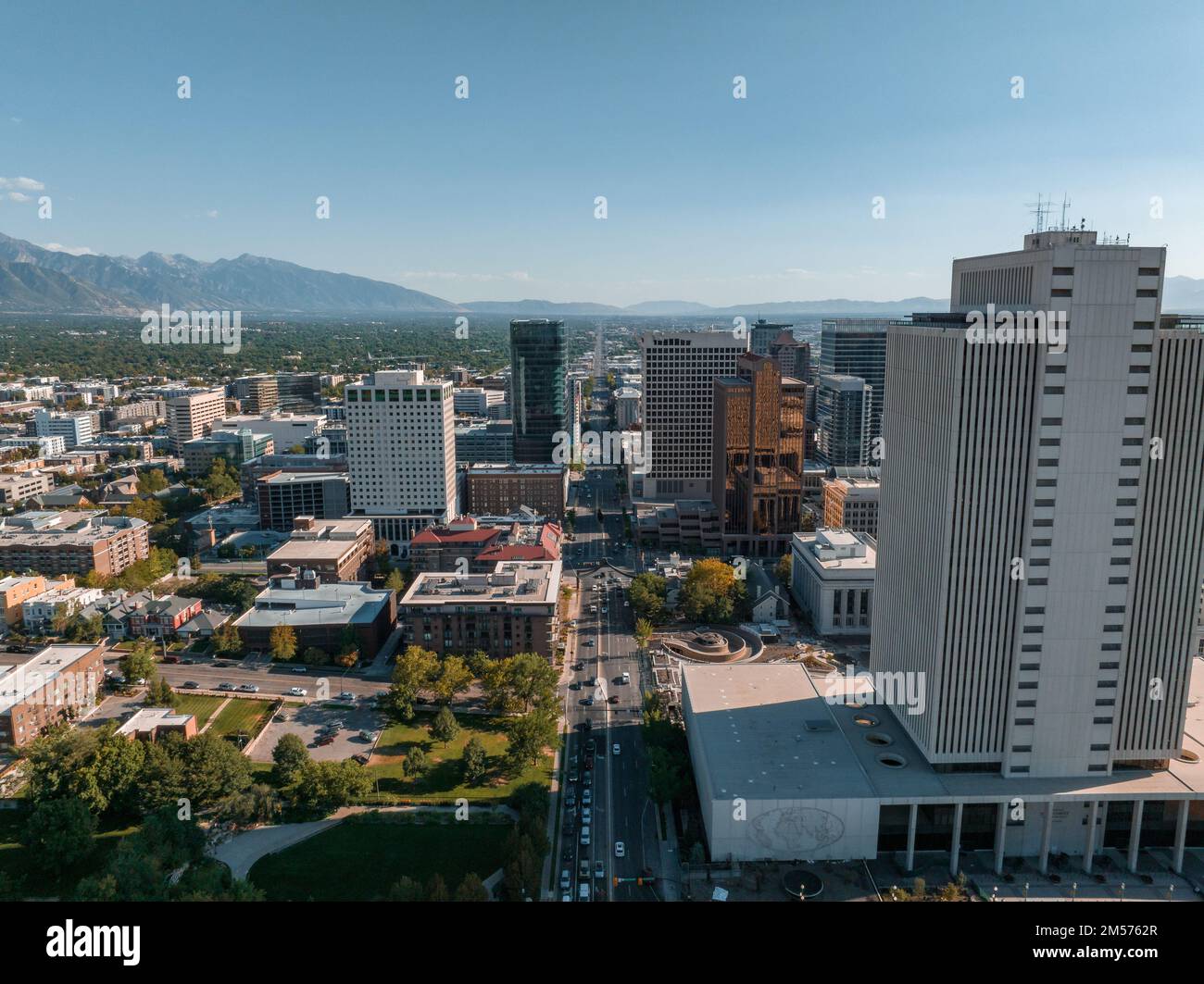 Aerial view salt lake temple hi-res stock photography and images - Alamy