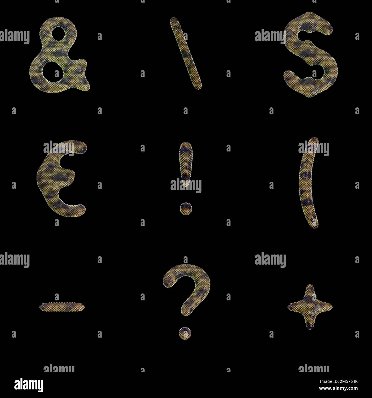 3D Render Set of Reptile Creeper Font including Letters, Numbers and ...