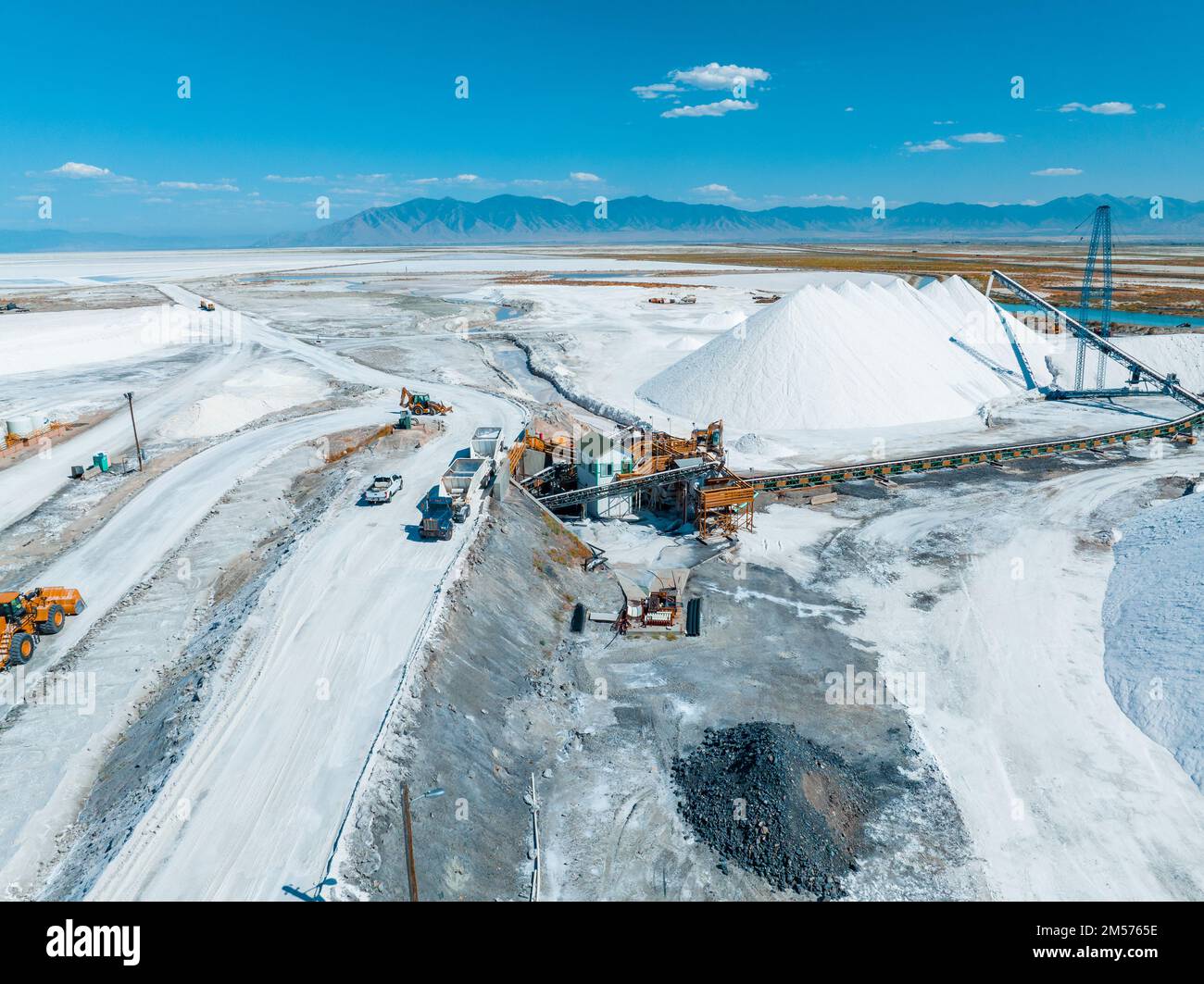 Salt Lake City, Utah landscape with desert salt mining factory Stock ...