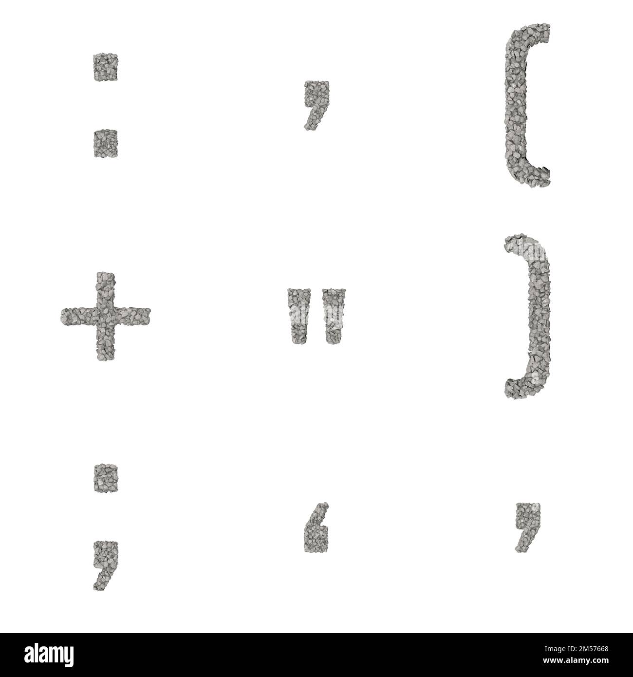 3D Render Set of Stone Font including Letters, Numbers and Punctuation ...