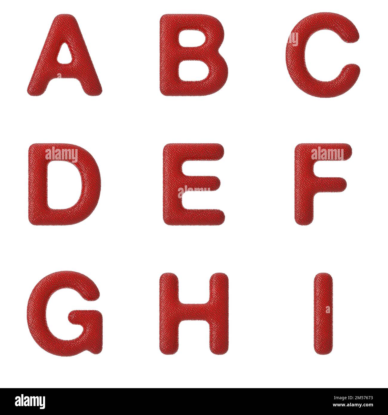 3D Rendering of Strawberry Alphabet, Numbers, Punctuation Marks ...