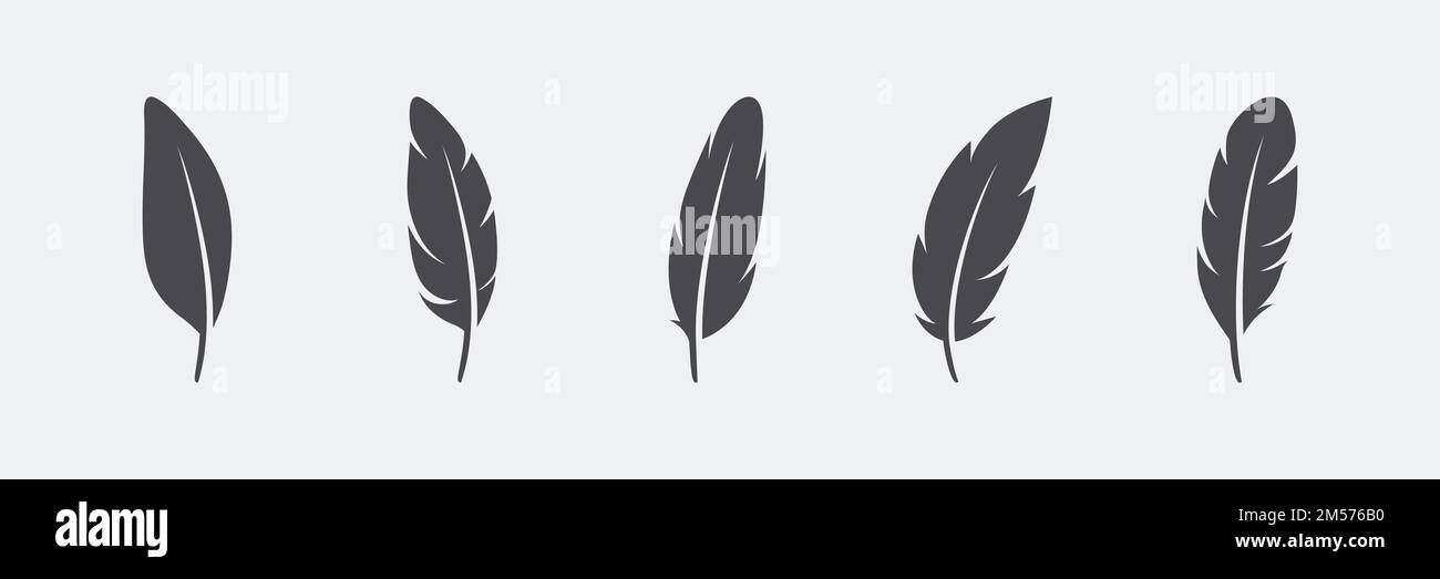 Vector Fluffy Feather Silhouette Icon Set Isolated. Design Template of ...