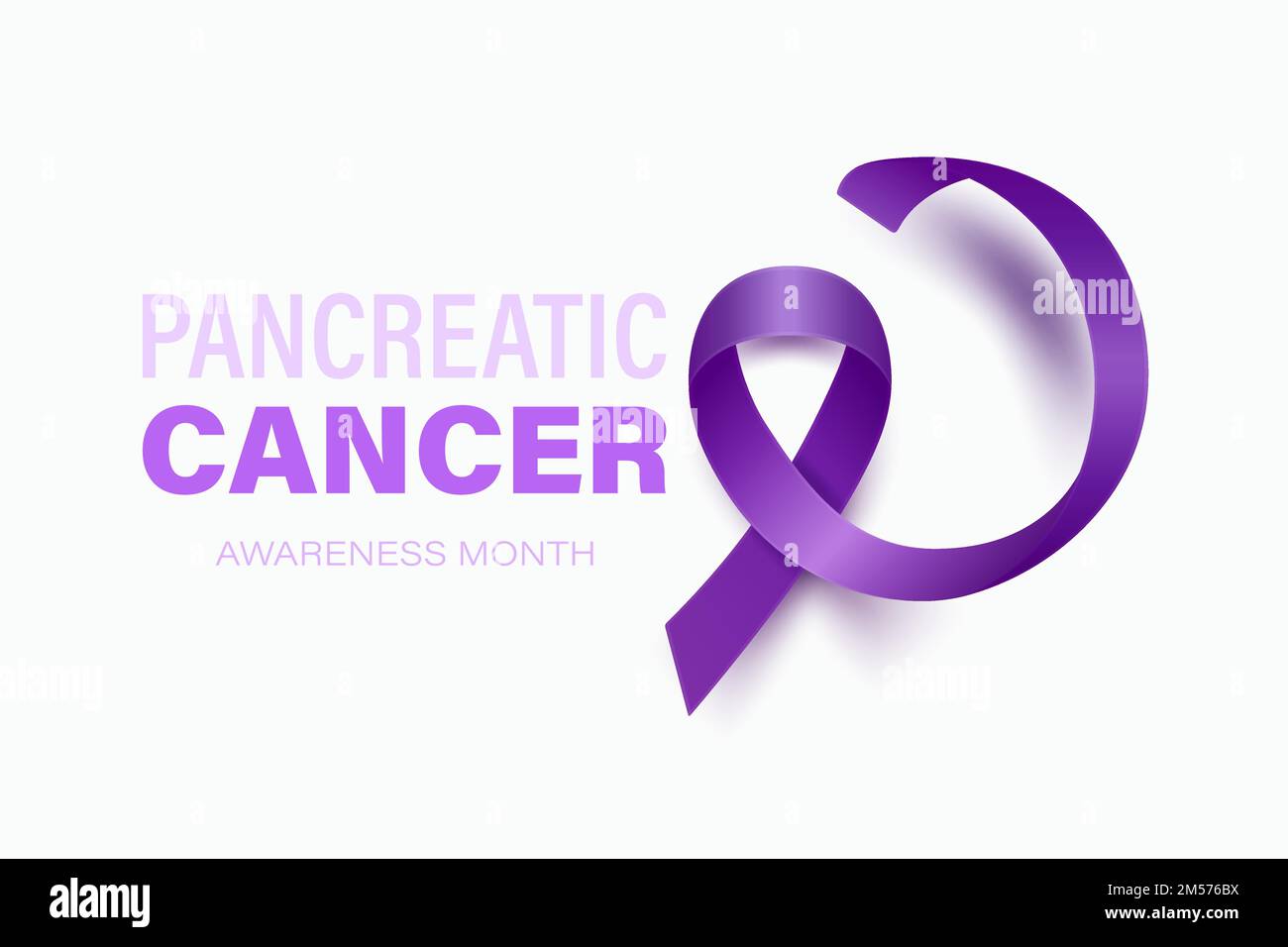 Pancreatic Cancer Banner Card Placard With Vector 3d Realistic Purple