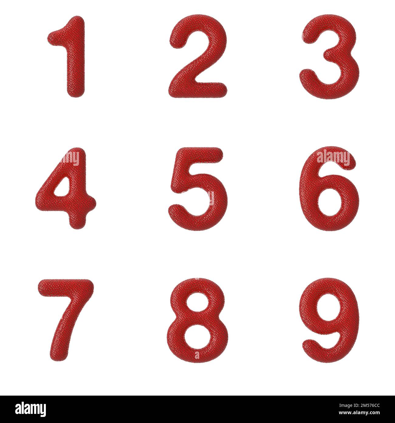 3D Rendering of Strawberry Alphabet, Numbers, Punctuation Marks ...