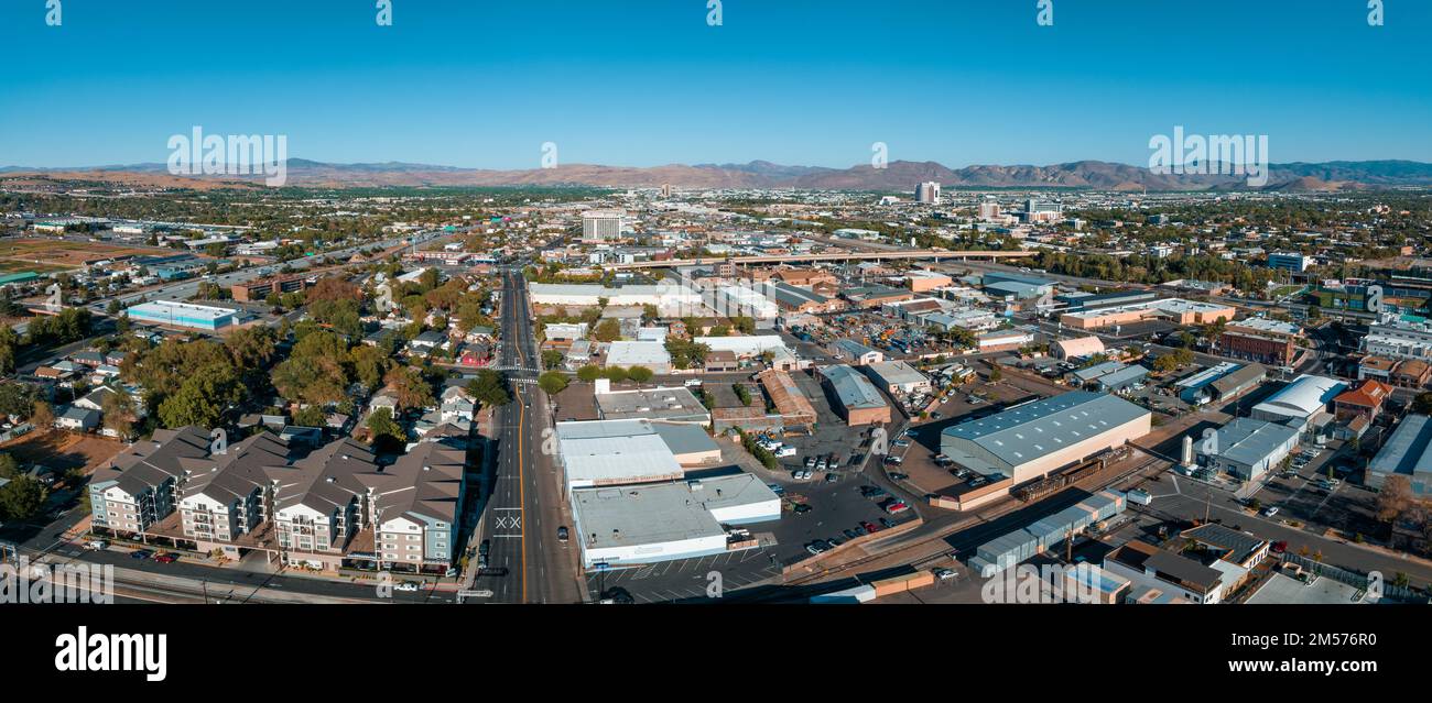 Panoramic aerial view of the city of Reno cityscape in Nevada Stock ...