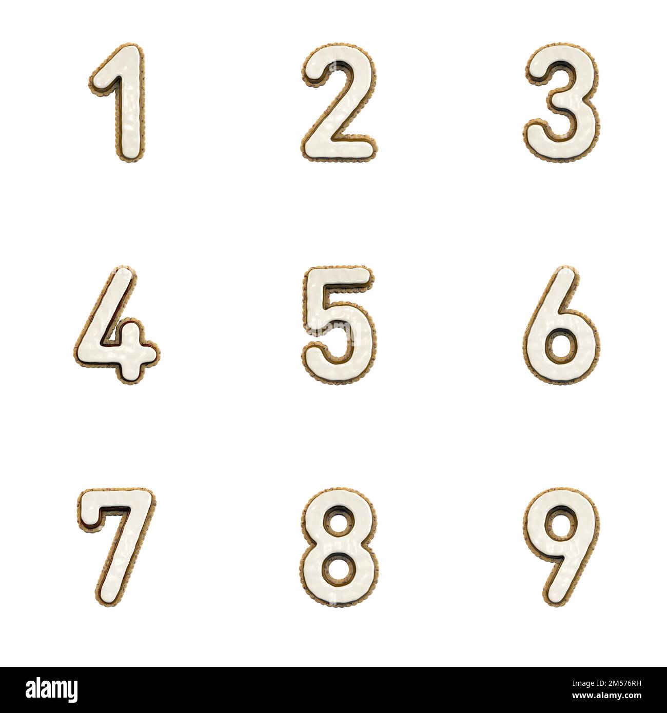 3D Render Set of Biscuit Cookie Font including Letters, Numbers and ...