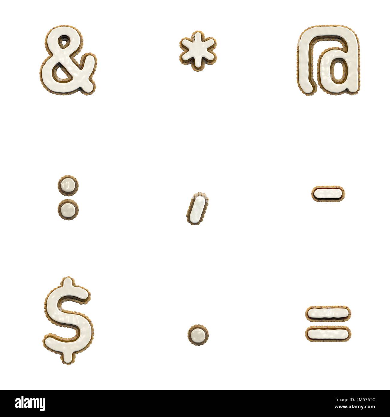 3D Render Set of Biscuit Cookie Font including Letters, Numbers and ...