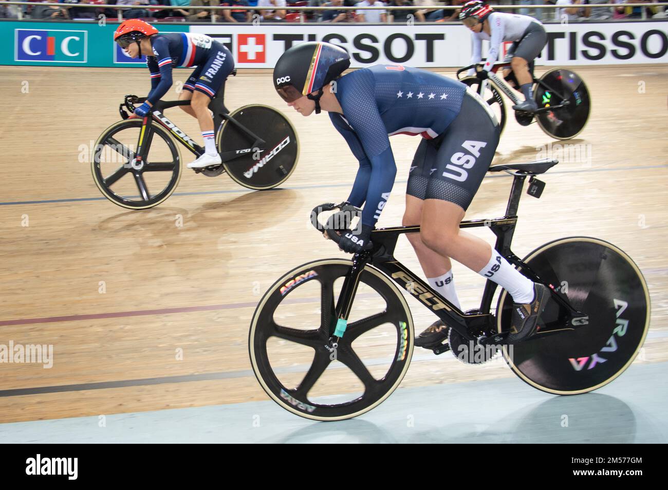 Jennifer Valente of the United States winning the women's omnium event ...