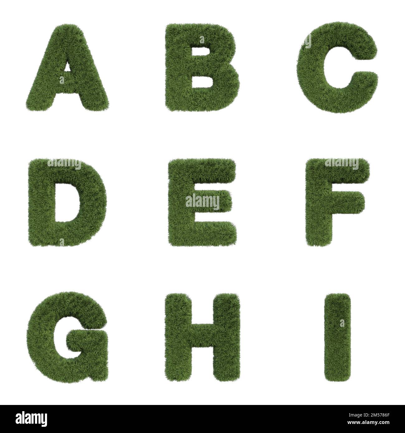 3D Render Set of Grass Font including Letters, Numbers and Punctuation ...