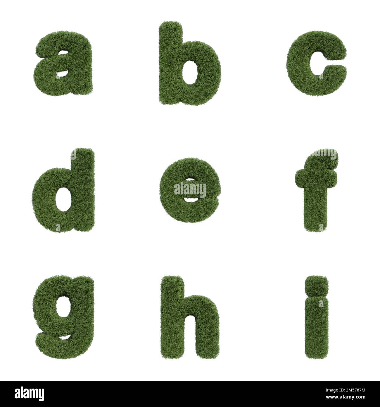 3D Render Set of Grass Font including Letters, Numbers and Punctuation ...