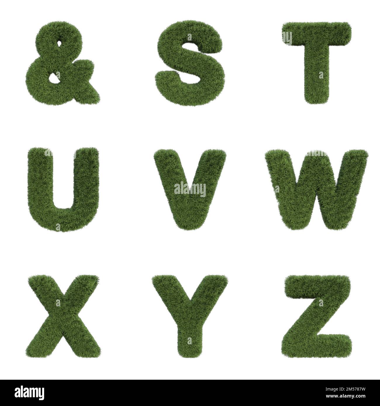 3D Render Set of Grass Font including Letters, Numbers and Punctuation ...