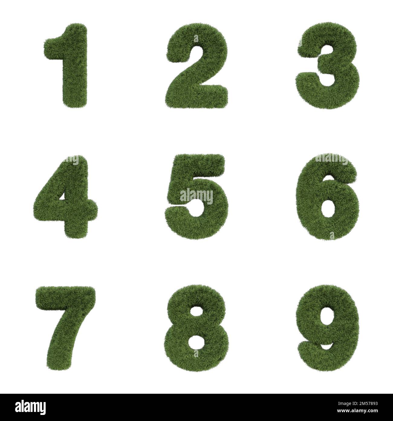 3D Render Set of Grass Font including Letters, Numbers and Punctuation ...