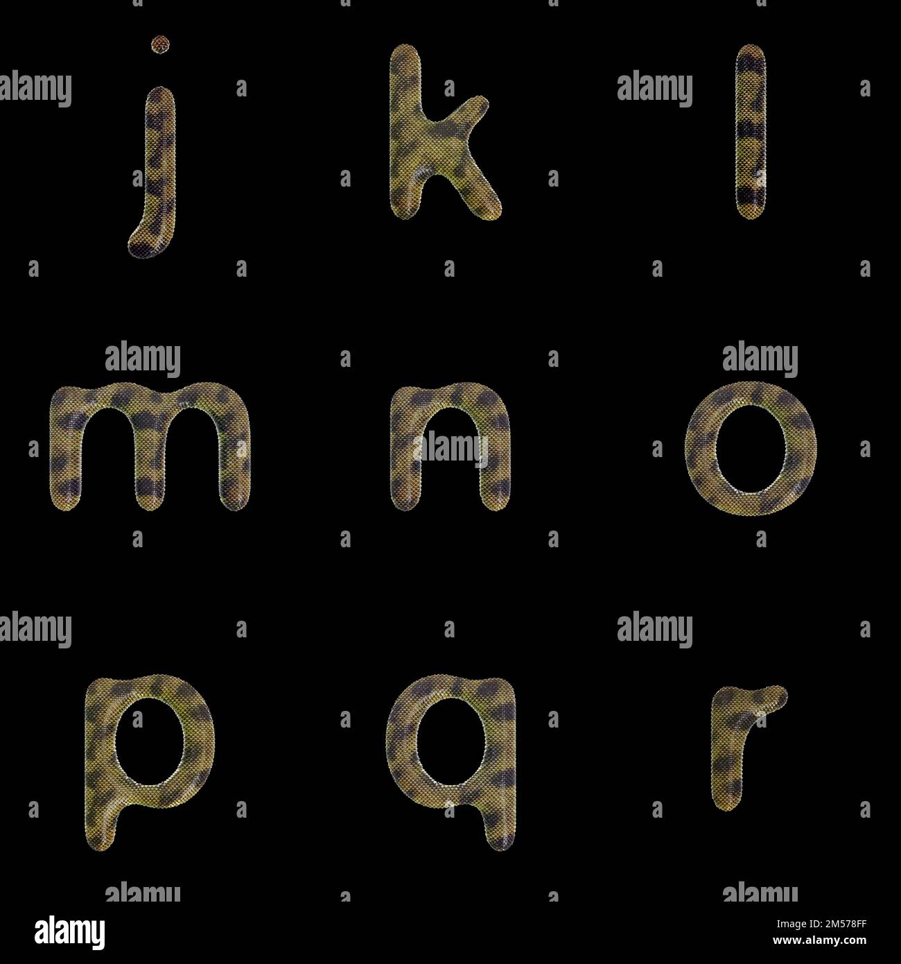 3D Render Set of Reptile Creeper Font including Letters, Numbers and ...