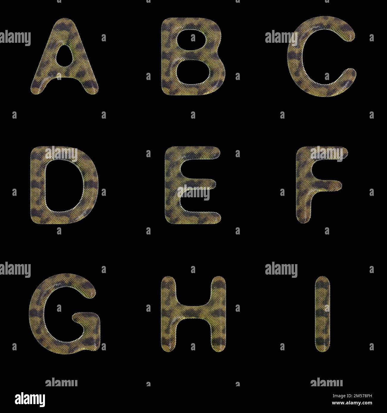 3D Render Set of Reptile Creeper Font including Letters, Numbers and ...