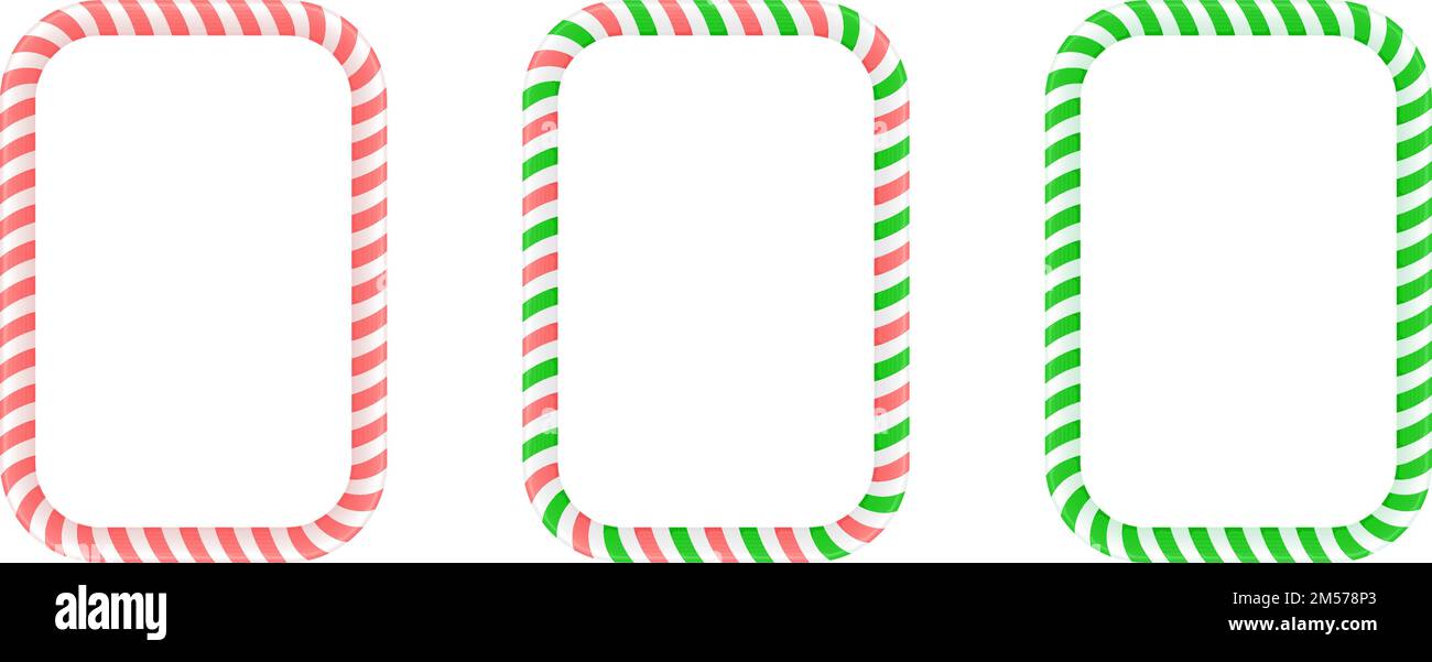 Christmas frame set. Candy cane border with striped lollipop pattern ...