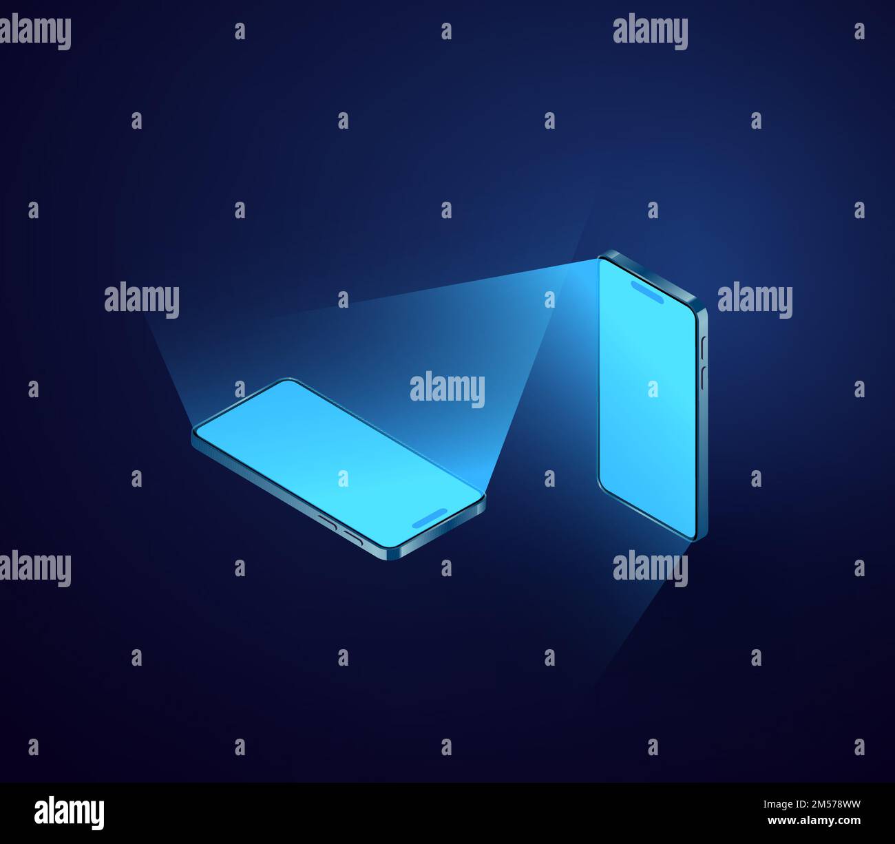 3d isometric phone vector. Smartphone blank screen mock up Stock Vector ...