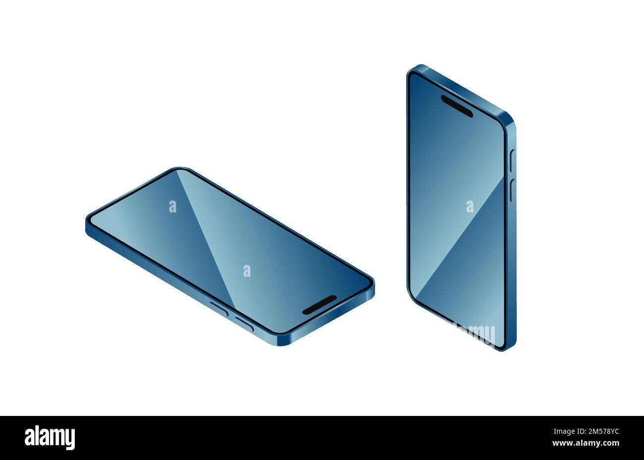 3d isometric phone vector. Smartphone blank screen mock up Stock Vector ...