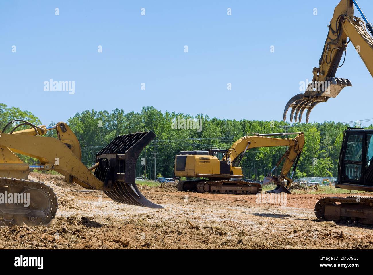 Construction excavator truck concrete mixer hi-res stock photography ...