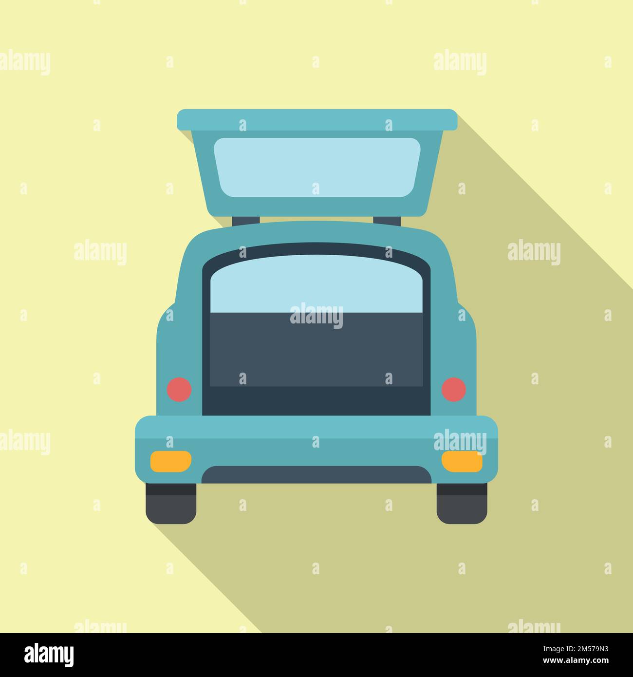 Delivery car trunk icon flat vector. Vehicle door. Travel suitcase ...
