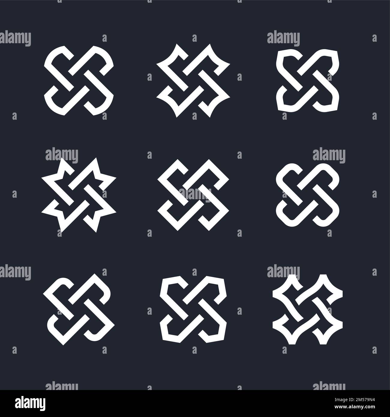Set of Icons for Business Cards. Complex Geometric Contemporary ...