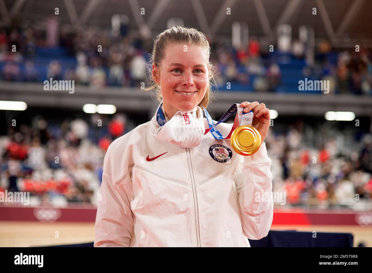 Jennifer Valente of the United States, Gold medalist in the women's ...