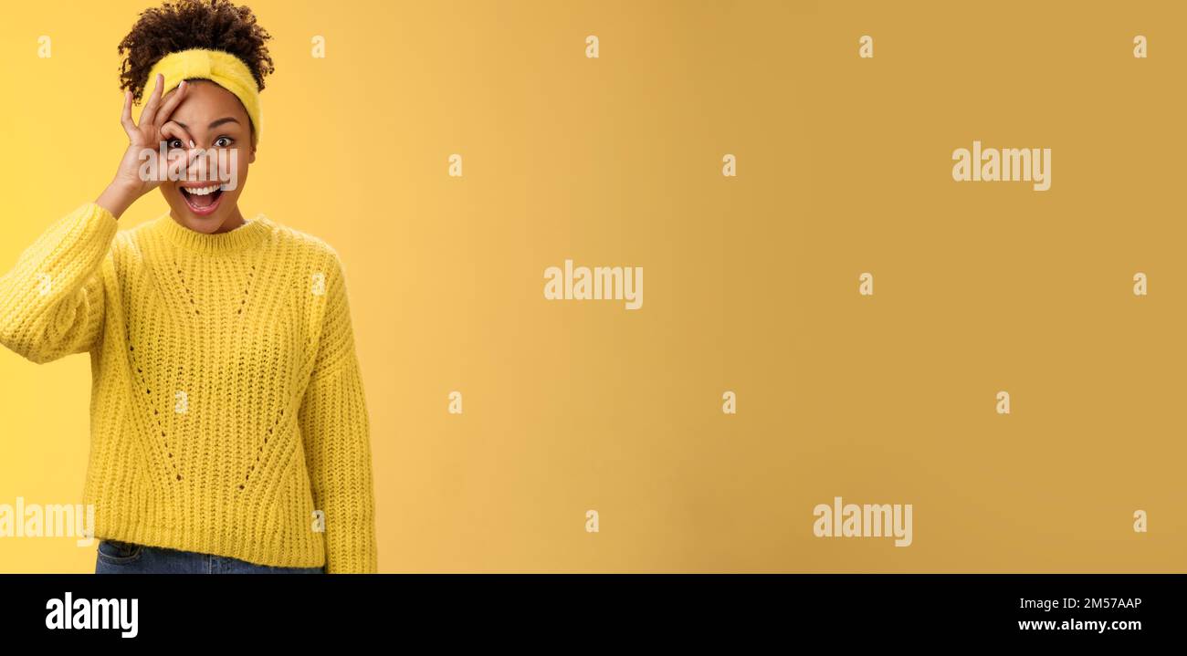 Dreamy impressed excited african-american female university student ...