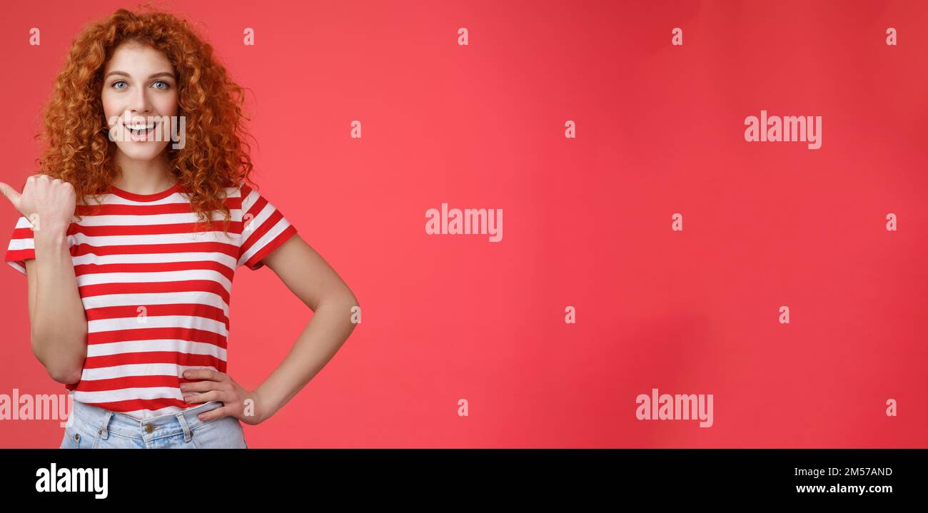Sassy Good Looking Emotive Happy Smiling Redhead European Female Curly