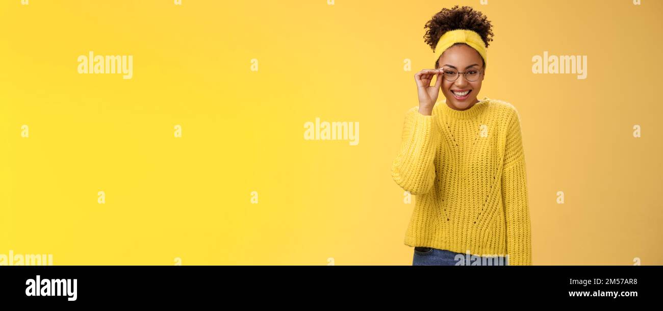 Cute clever best student college girl african-american touch glasses ...