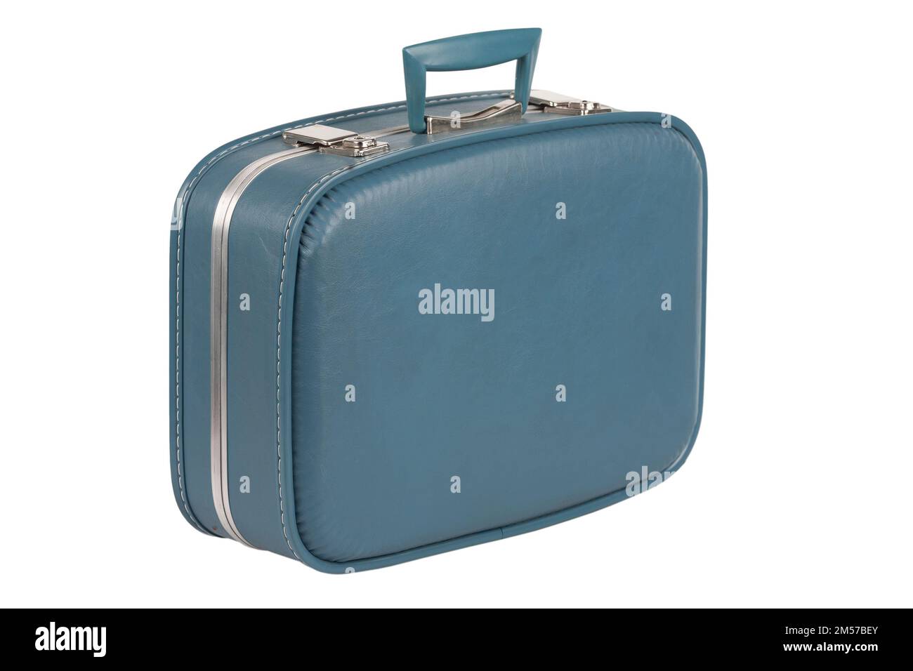 Vintage open blue suitcase isolated on white background Stock Photo - Alamy