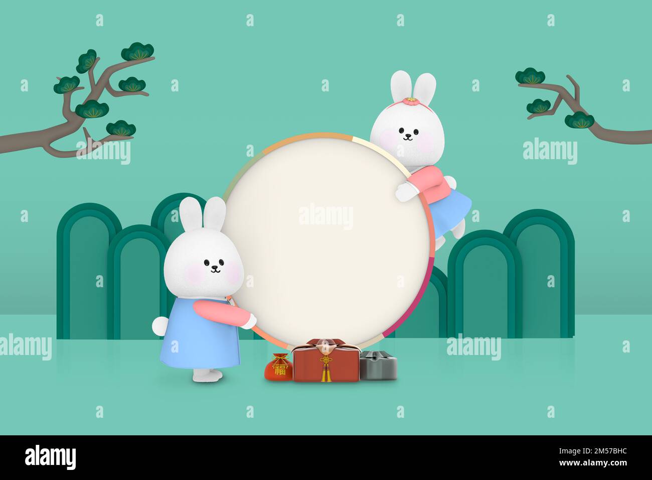 3d rendered graphic character of cute rabbit greeting new year, 2033 ...