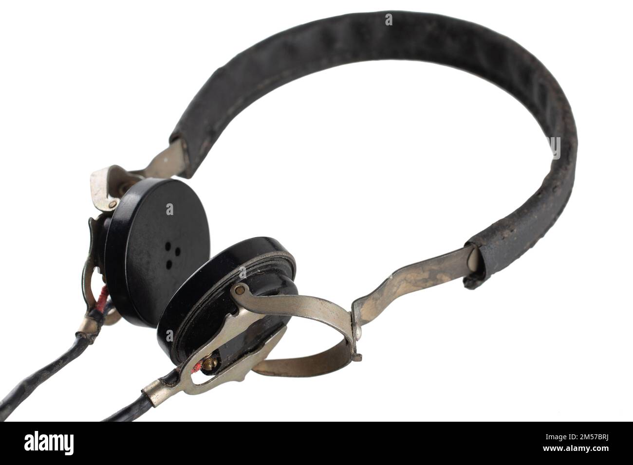 Old retro vintage headphones isolated on white background Stock Photo ...