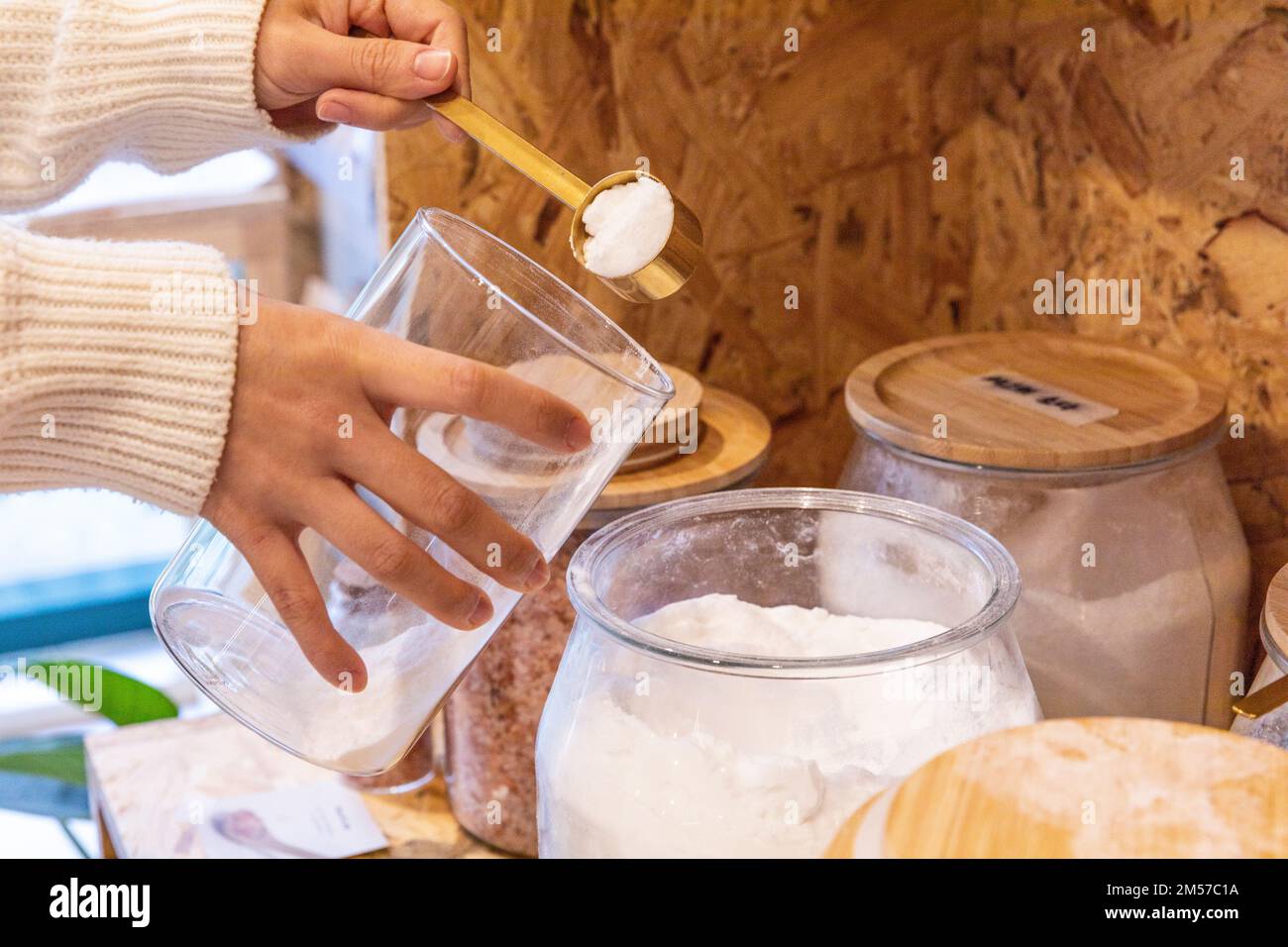 eco friendly habits hand gesture refill powder detergent Stock Photo ...