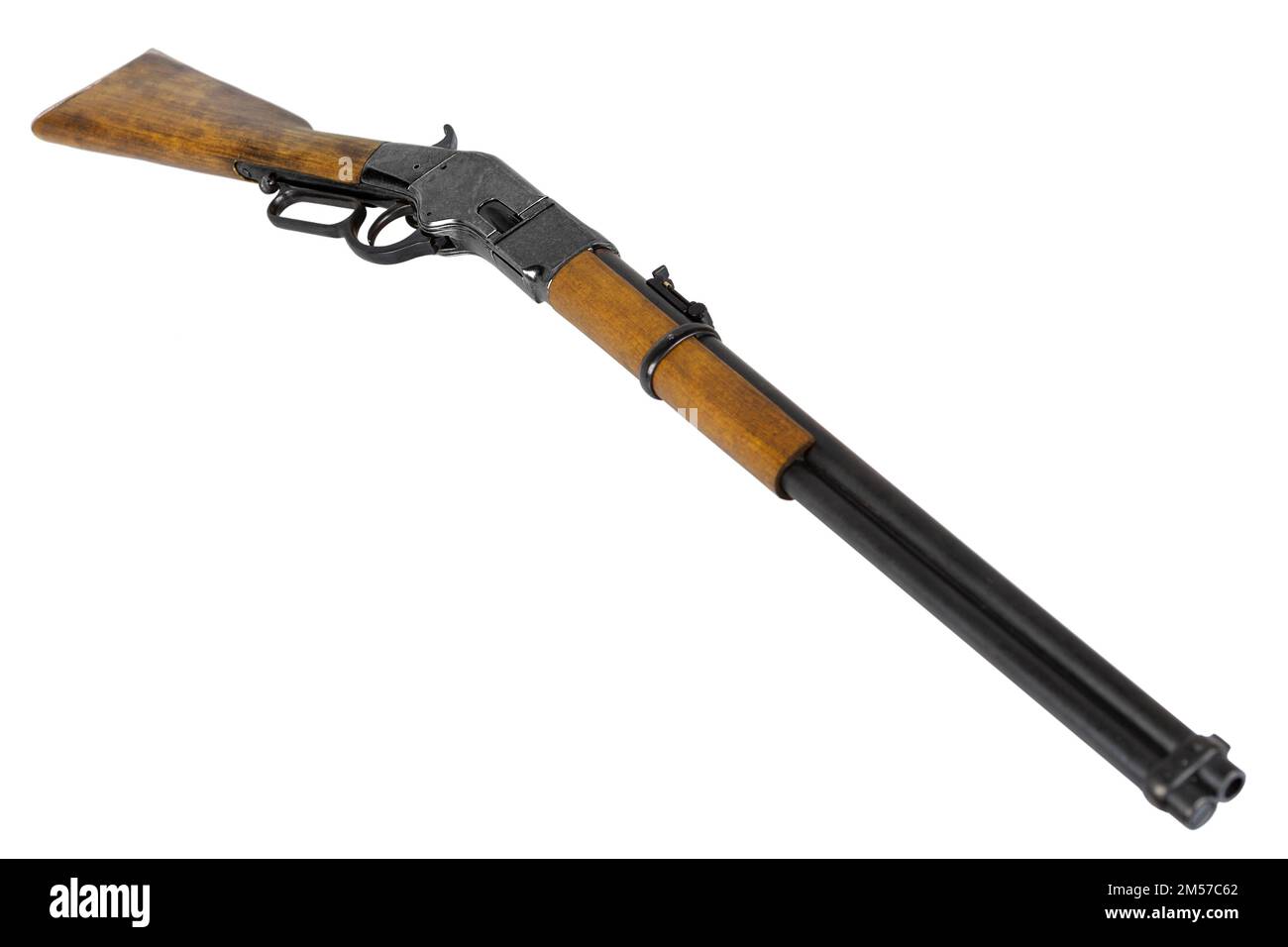 Wild west period Winchester lever-action repeating rifle isolated on ...