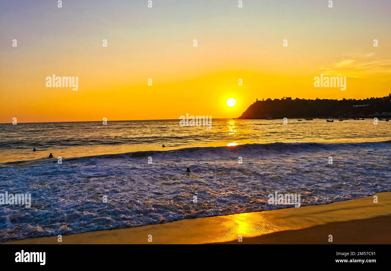 Beautiful stunning colorful and golden sunset in yellow orange red on ...