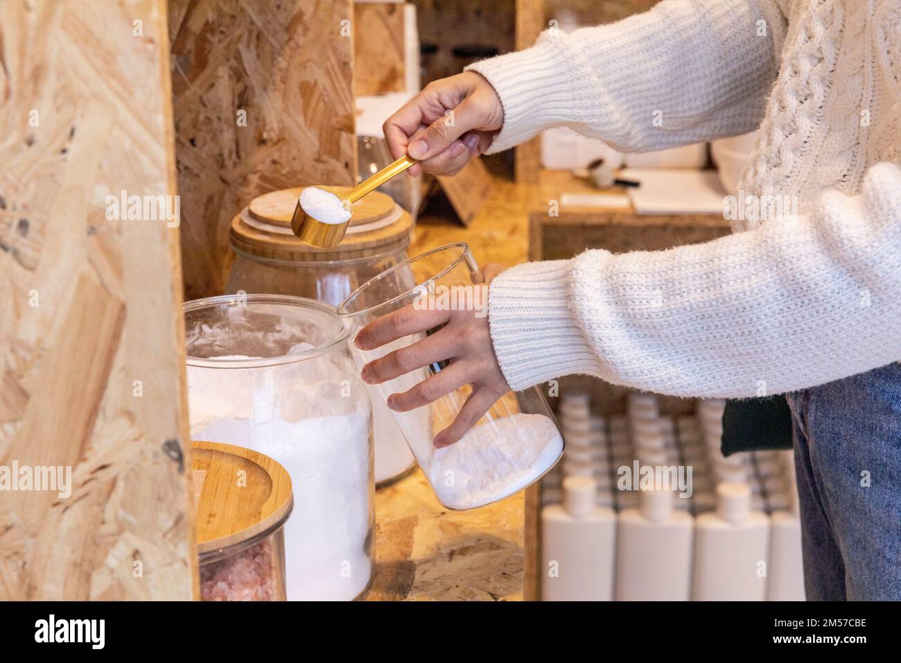 eco friendly habits hand gesture refill powder detergent Stock Photo ...