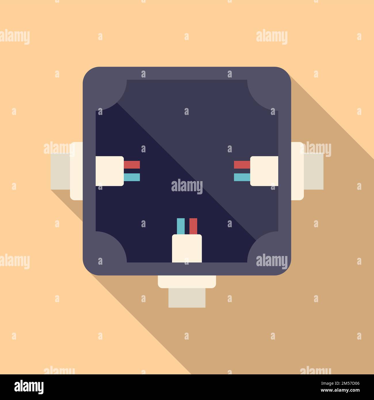 Danger junction box icon flat vector. Electric switch. Control laptop ...