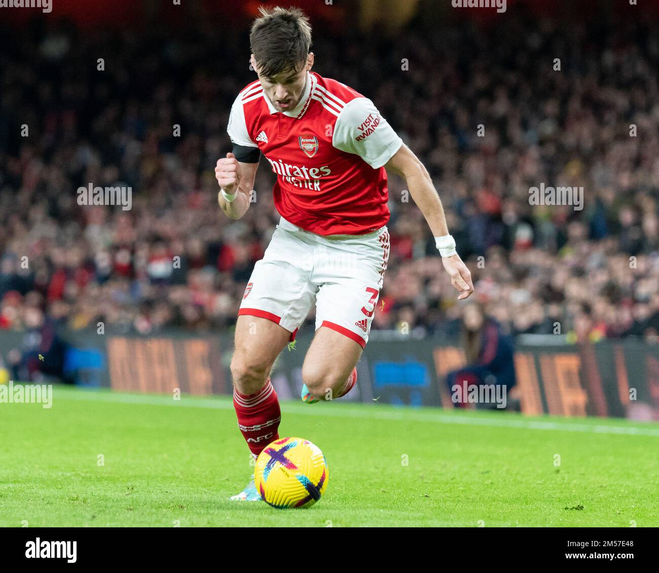 Kieran Tierney #3 of Arsenal during the Premier League match Arsenal vs ...