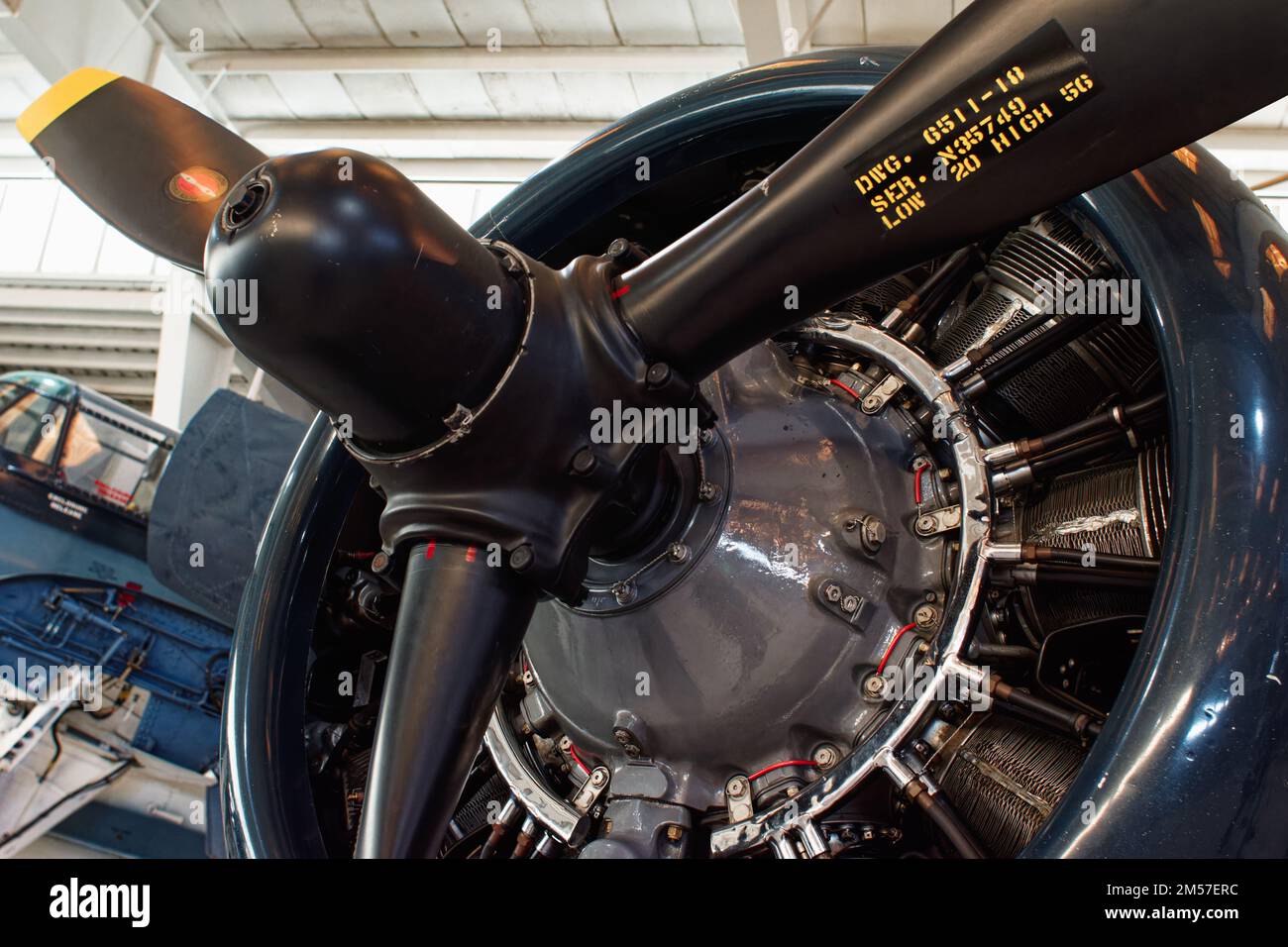 The engine of a North American A-6F Texan plan on display at the ...