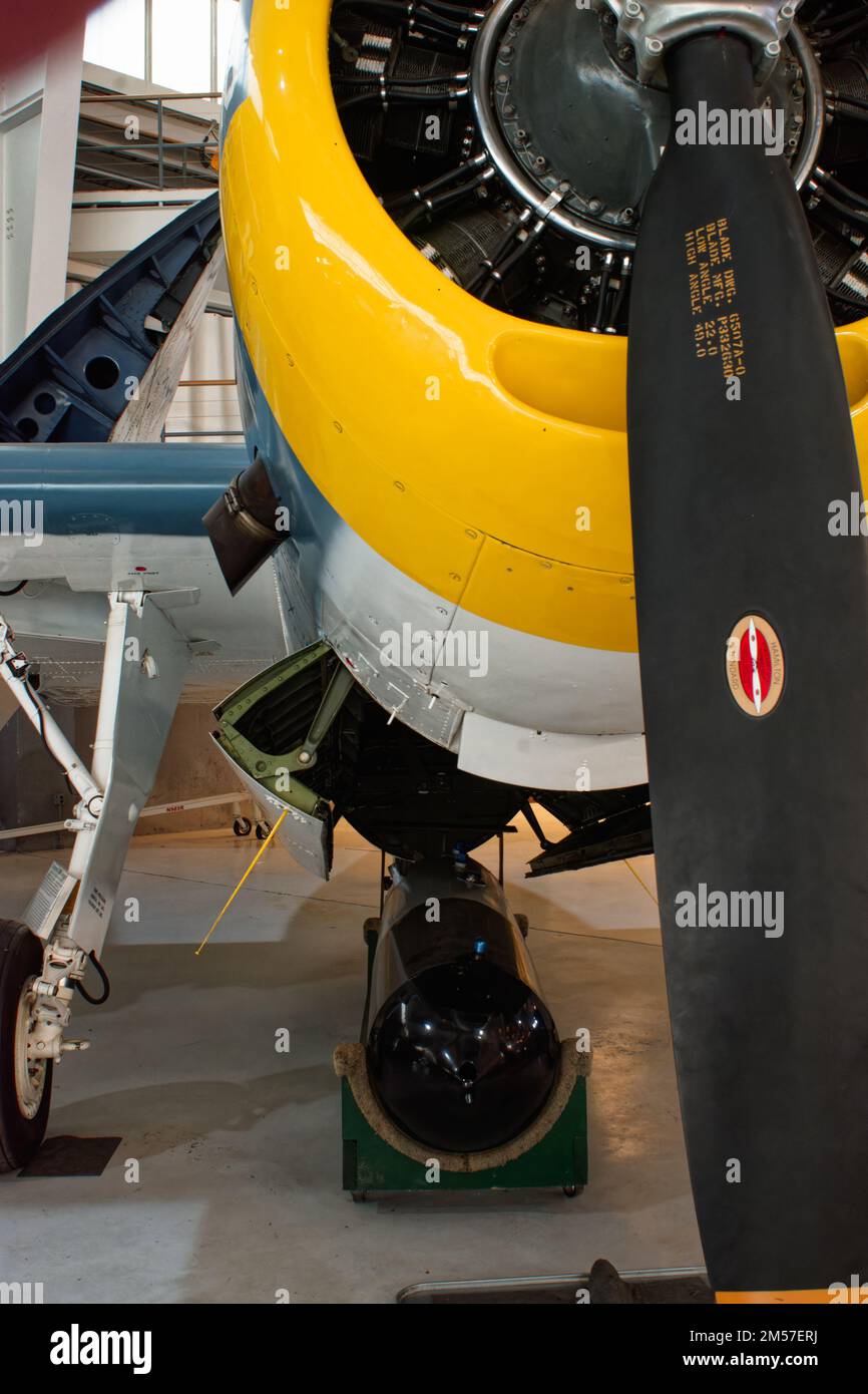 The engine of a North American A-6F Texan plan on display at the ...