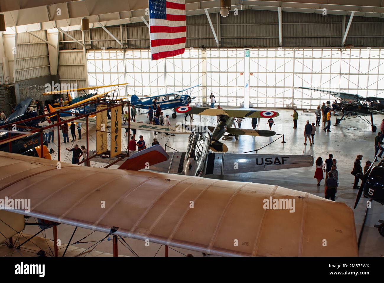 The inside of the hanger at the American Heritage Museum containing ...