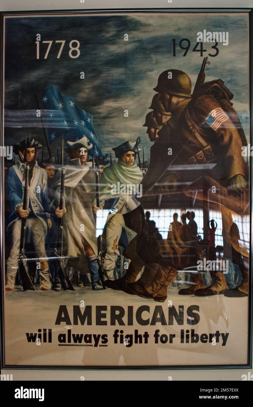 A vintage war propaganda poster reading 1778 - 1943 Americans will ...