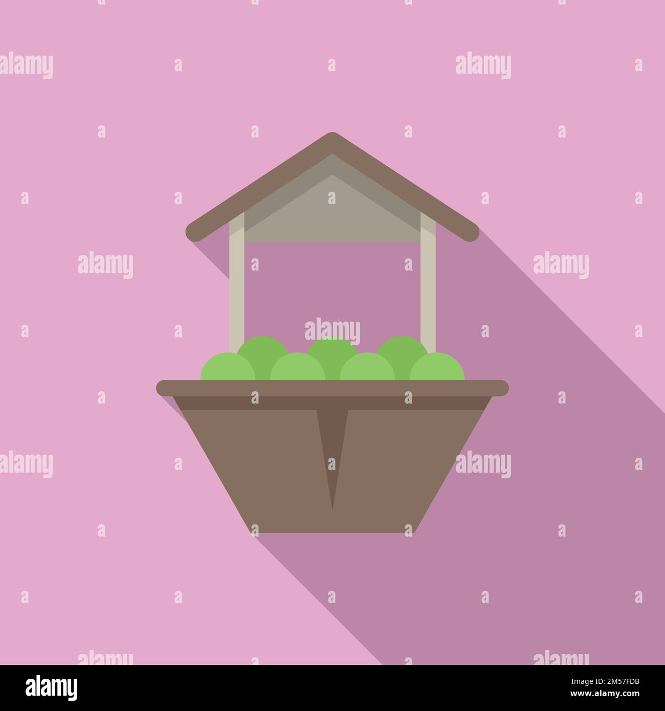 Food boat icon flat vector. Floating market. Thai food Stock Vector ...