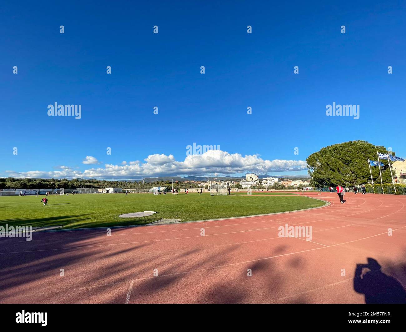 Interior of soccer stadium of Sparti city in Lakonia, Greece, Europe ...