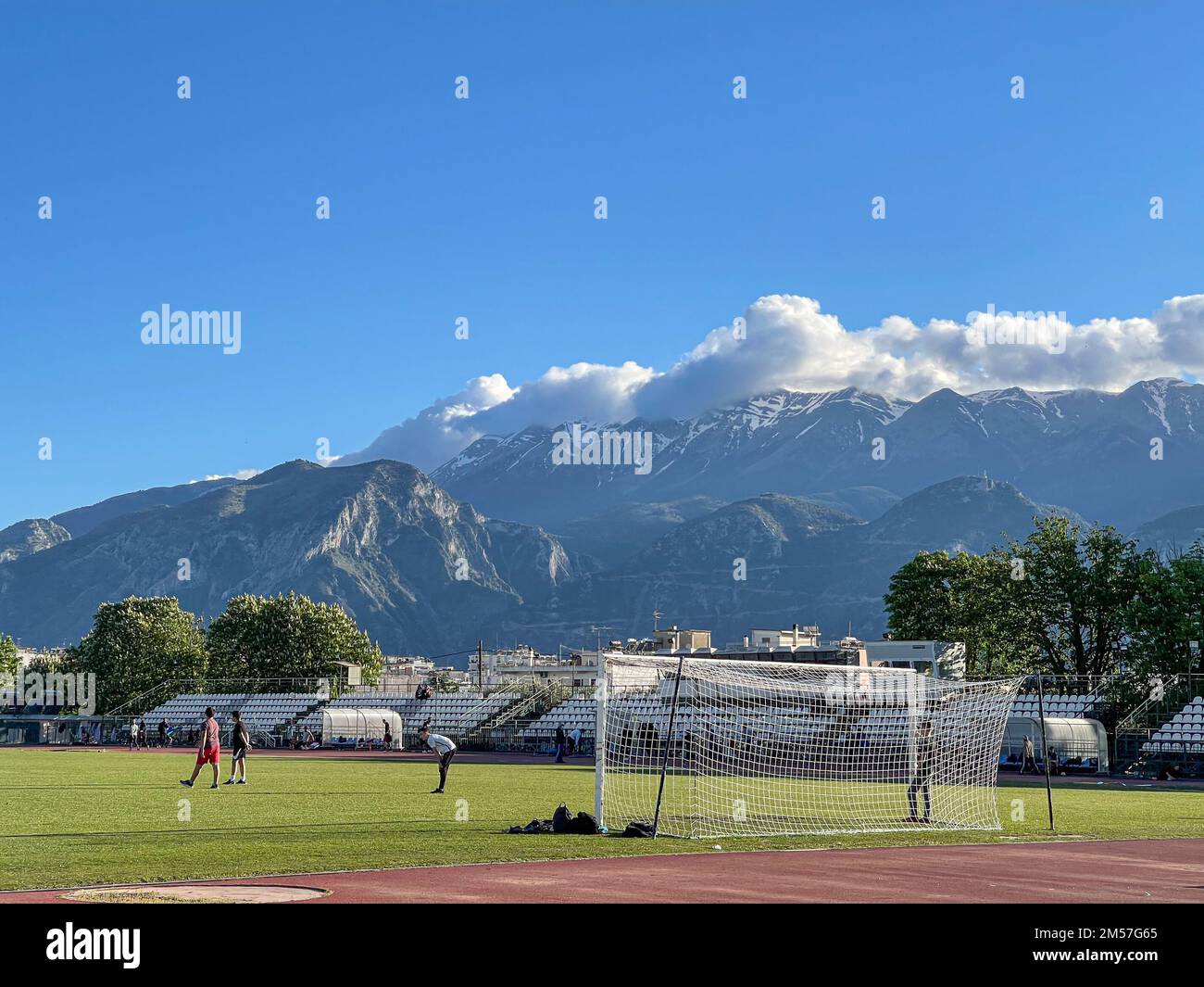 Interior of soccer stadium of Sparti city in Lakonia, Greece, Europe ...