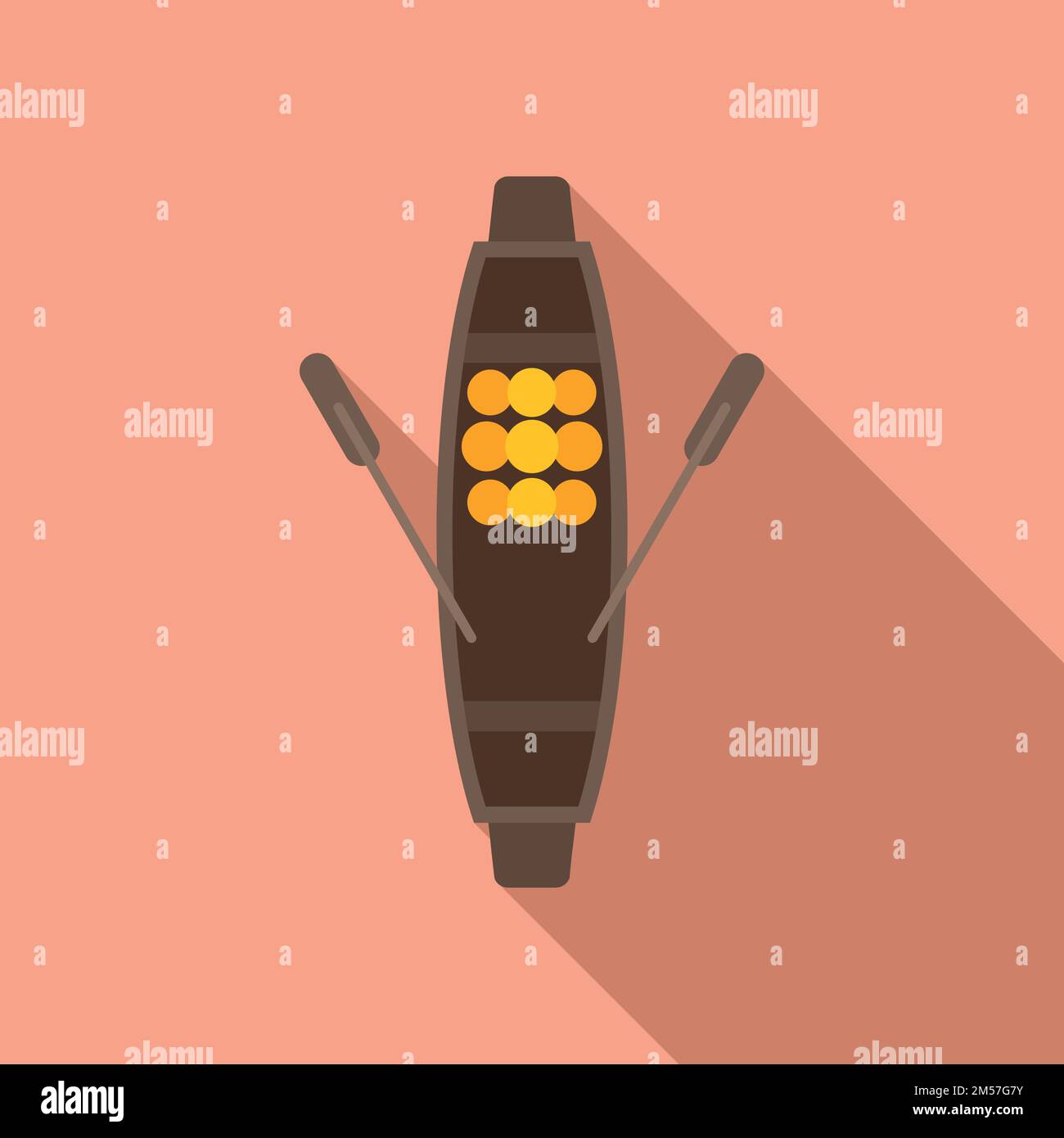 Big floating market icon flat vector. River boat. Food canal Stock ...
